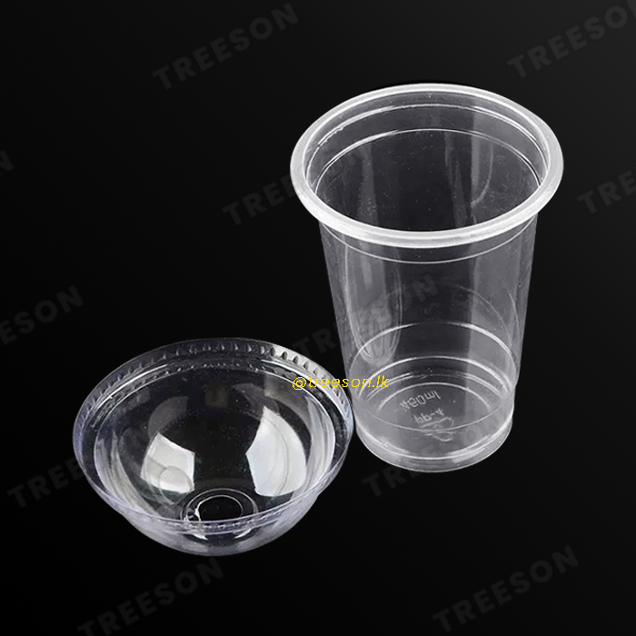Disposable Plastic Juice cup with Dome lid - 330 ml - Treeson
